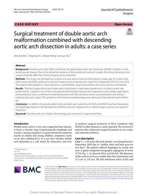 Pdf Surgical Treatment Of Double Aortic Arch Malformation Combined