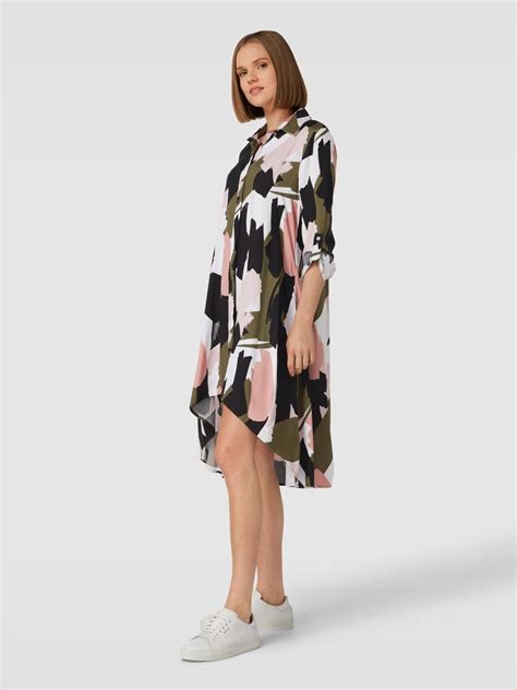 Apricot Blusenkleid Aus Viskose Mit Allover Muster Khaki Online Kaufen