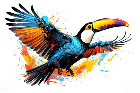 Premium Photo Image Of Colorful Toucan Is Flying With Its Wings