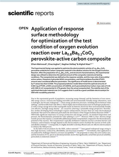 Pdf Application Of Response Surface Methodology For Optimization Of The Test Condition Of