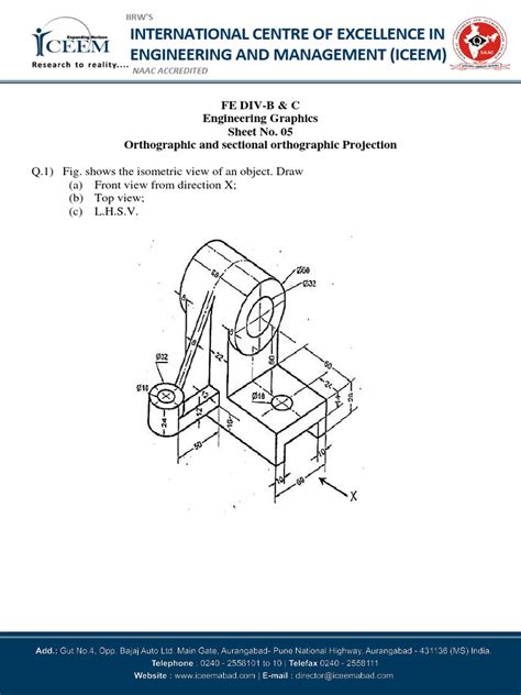 Eg Sheet 5 Orthographic And Sectional Orthographics Projection Pdf Computer Aided Design