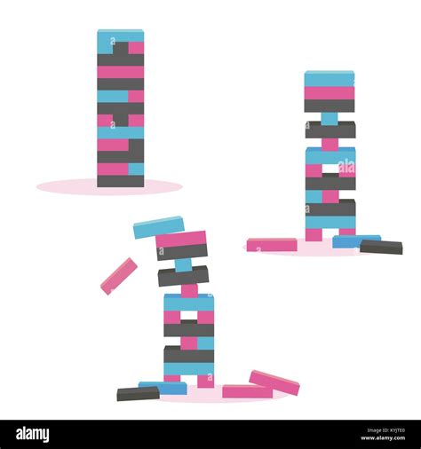 Set Of Tower Game Jenga Wooden Block Game Stock Vector Image And Art Alamy