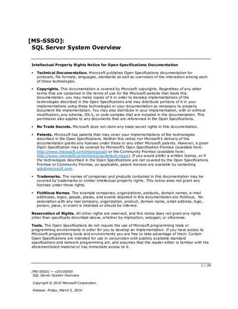 Pdf [ms Ssso] Sql Server System Overview Tools The Open Specifications Do Not Require The