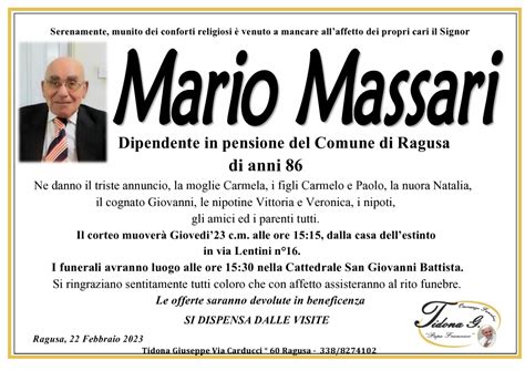 Necrologi Mario Massari Ragusa Oggi