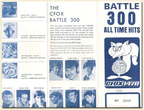 1470 Cfox Montréal Top 300 Survey From October November 1970