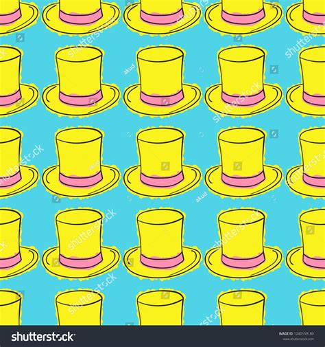 Hand Draw Top Hat Seamless Pattern Stock Vector Royalty Free