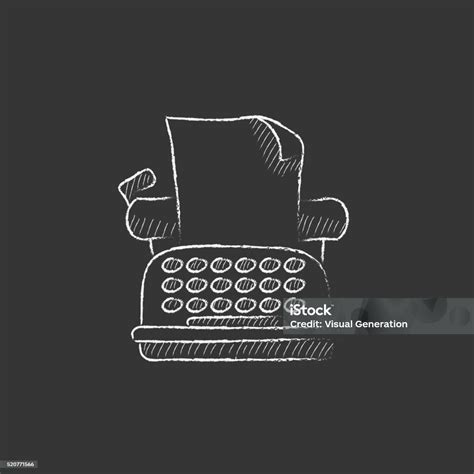 Machine À Écrire Dessin À La Craie Icône Vecteurs Libres De Droits Et