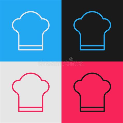 Icona A Forma Di Chef Di Una Linea Di Pop Art Isolata Sullo Sfondo Del Colore Simbolo Di