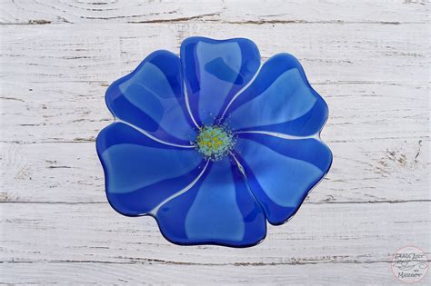 Art Glass Flower Bowl Blue Daze Glass Art By Margot