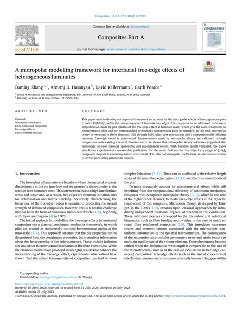 Pdf A Micropolar Modelling Framework For Interfacial Free Edge