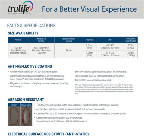 Trulife Fact And Specification Sheet Tru Vue Inc