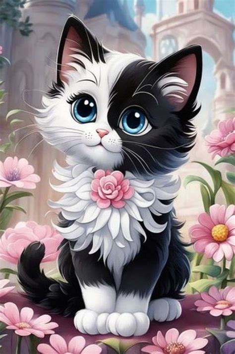 Gatito en flores rosas rompecabezas en línea