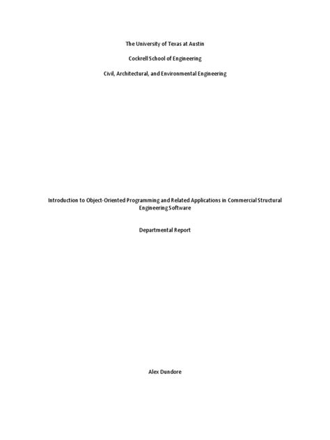Intro To Object Oriented Programming And Applications In Structural