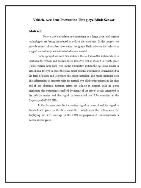 Vehicle Accident Prevention Using Eye Blink Sensor Pdf Relay Power Supply
