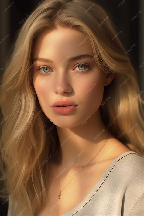 Premium Ai Image Beautiful Sexy Blond Woman Along The Shoreline Hair