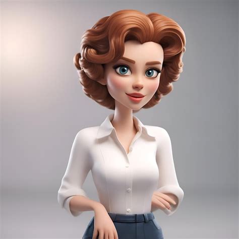 Hermosa Mujer Joven Con El Cabello Rojo 3d Render Ilustración Foto Gratis