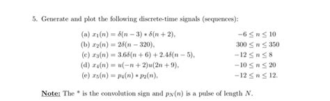 Solved 5 Generate And Plot The Following Discrete Time