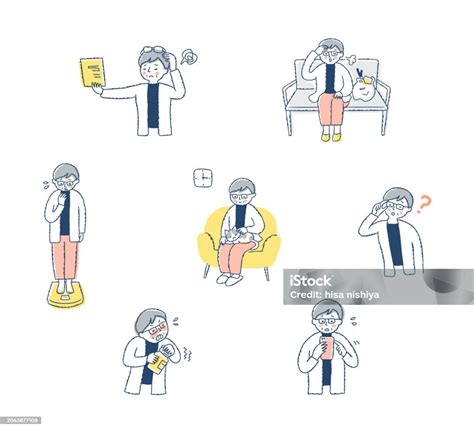 Frailty Illustration Set Of Various Symptoms Stock Illustration