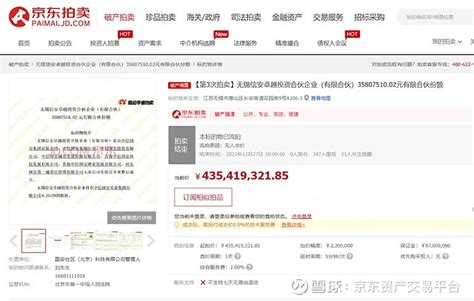 中信国安实业集团有限公司股东股权拍卖 据 京东 拍卖获悉国安社区北京科技有限公司持有的无锡信安卓越投资合伙企业有限合伙