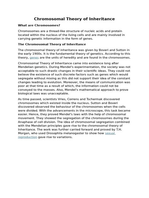 Chromosomal Theory Of Inheritance Pdf