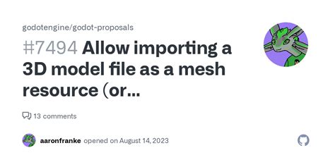 Allow Importing A 3d Model File As A Mesh Resource Or Materialetc