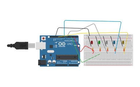 circuit design led blinking 1 5 sequence tinkercad