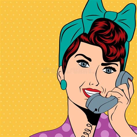 Mulher Retro Bonito No Estilo Da Banda Desenhada Ilustração do Vetor Ilustração de forma