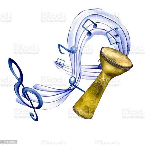 고음 음자리표 음표 및 콩가 수채화 그림이 흰색에 그려져 있습니다 하모니카에 대한 스톡 벡터 아트 및 기타 이미지 하모니카 Classical Concert Jazz