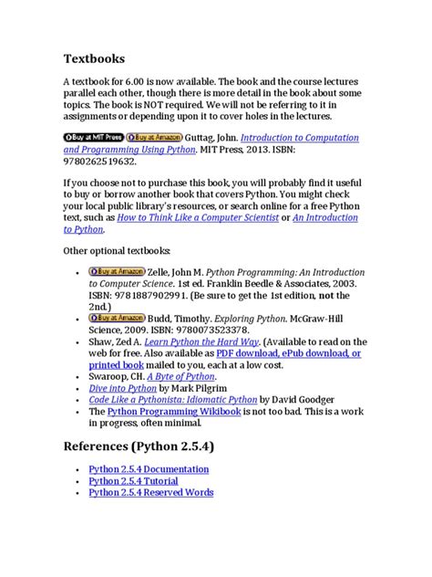Introduction To Computer Science And Programming References Applied