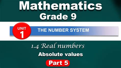 Grade 9 Mathematics Unit 1 Part 5 The Number System Absolute Values Youtube