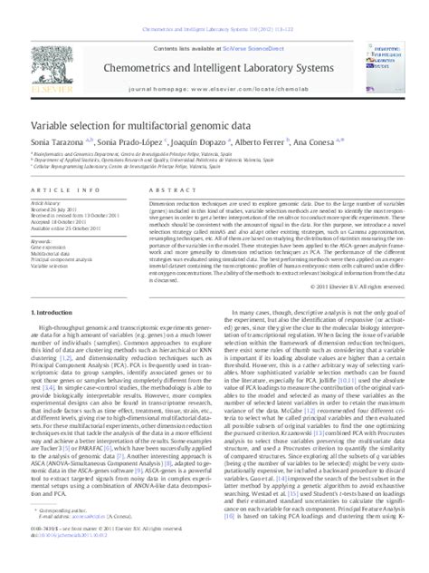 pdf variable selection for multifactorial genomic data