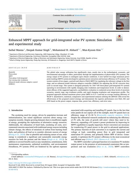 PDF Enhanced MPPT Approach For Grid Integrated Solar PV System Simulation And Experimental Study