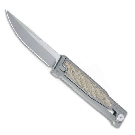 Reate Brown Micarta Exo Gravity Knife Satin Drop Point Blade Bladeops