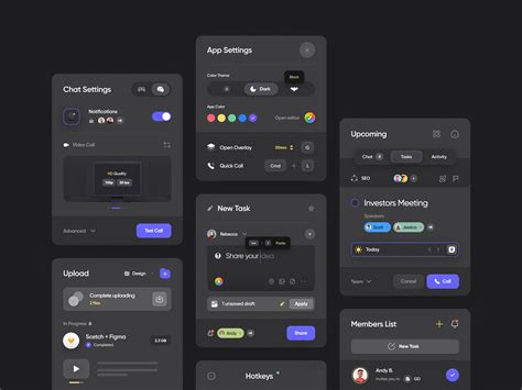 dark ui for cards components by golo on dribbble