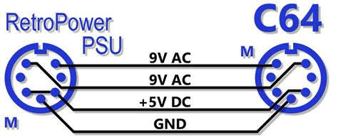 Retropower Psu C64 Cable Commodore 64 Power Supply Cable For Retropower Psu