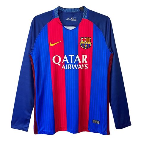 Retro 201617 Barcelona Home Long Sleeve Soccer Jersey