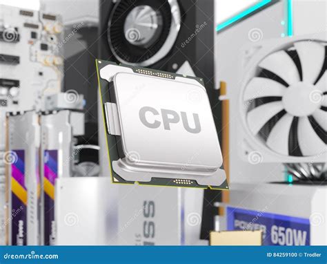Pc Hardware Components Isolated On White 3d Rendering Stock
