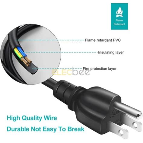 Ul American Standard Three Plug Universal Ac Power Cord Suitable For Monitors Tvs Computers