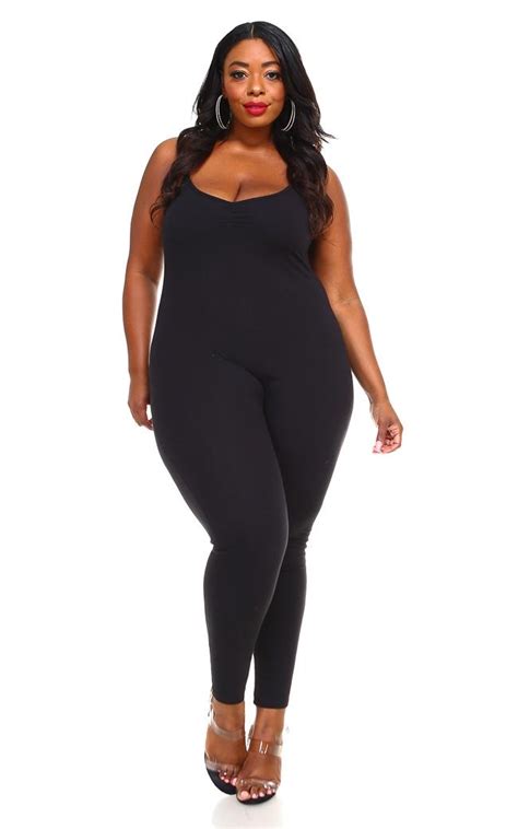 Plus Size Pinch Front Camisole Unitard In Black
