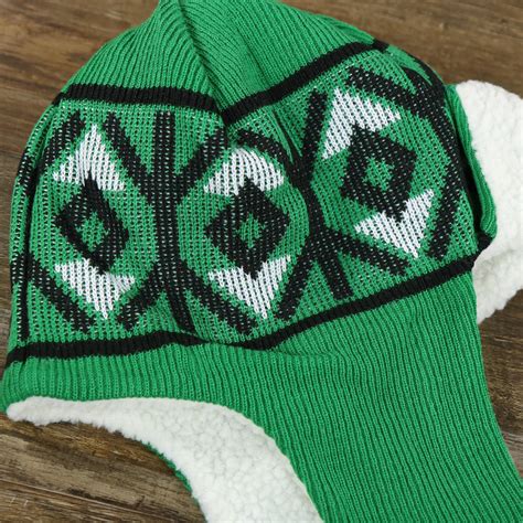 Throwback Philadelphia Eagles Winter Print Trapper Hat Kelly Green T