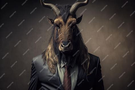 Premium Photo Adult Gnu In A Business Suit Illustration Leader Horns