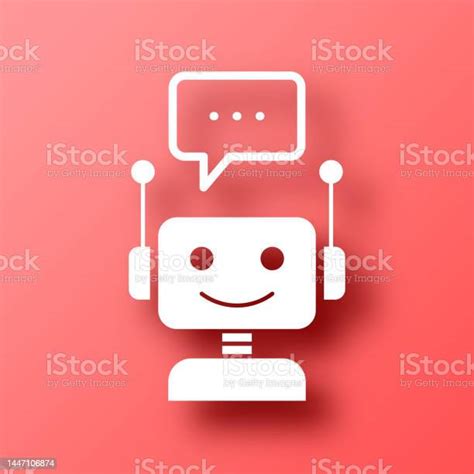 吹き出し付きのチャットボット赤い背景に影付きのアイコン チャットボットのベクターアート素材や画像を多数ご用意 チャットボット 人工