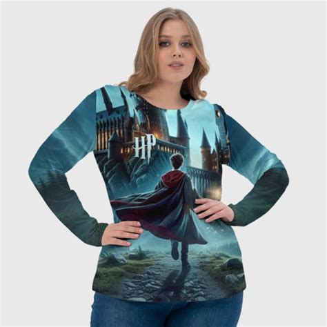 Женский лонгслив 3d Гарри Поттер с волшебной палочкой Хогвартс 3847659 купить по цене 1230 руб
