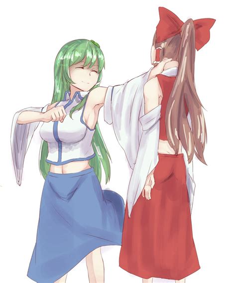 Hakurei Reimu And Kochiya Sanae Touhou Drawn By Kanariabocmn