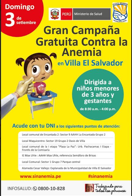 CAMPAÑA CONTRA LA ANEMIA Villa el Salvador Ciudad Mensajera de la Paz Premio Príncipe de