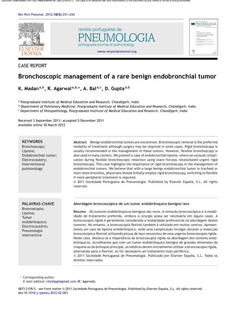 Pdf Bronchoscopic Management Of A Rare Benign Endobronchial Tumor