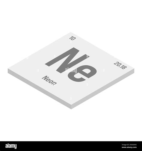 Neon Ne Gray 3d Isometric Illustration Of Periodic Table Element With