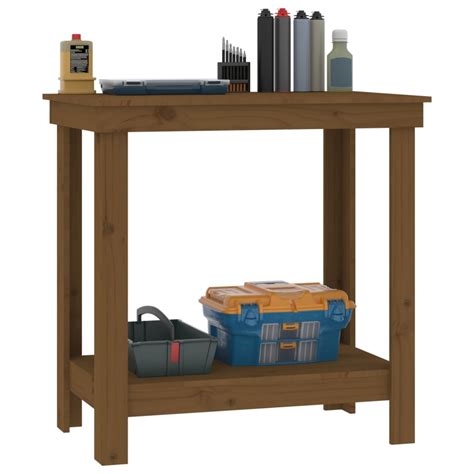 Vidaxl Werkbank Honigbraun 80x50x80 Cm Massivholz Kiefer Im Vidaxl