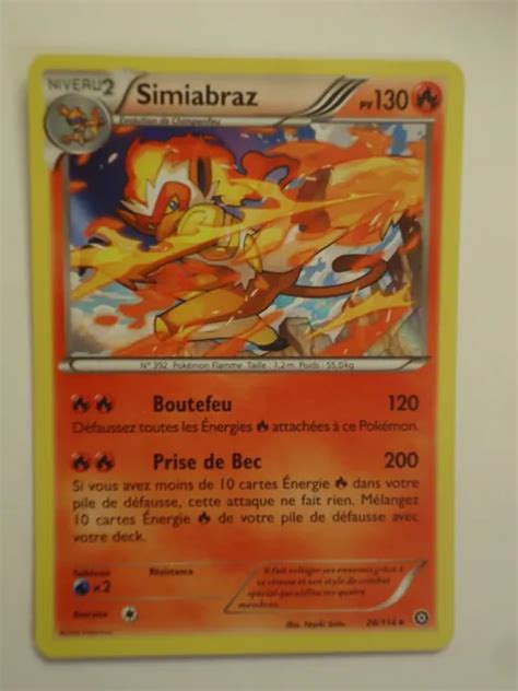 CARTE POKEMON SIMIABRAZ Holo 20 114 Xy Offensive Vapeur EUR 1 00